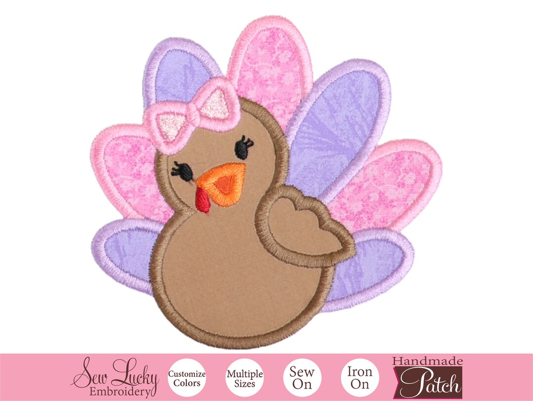 Girl Thanksgiving Turkey Patch - Iron on Patch - Sew on Patch ...