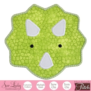 Triceratops Dinosaur Face Patch - Animal Patch - Iron on Patch - Sew on Patch - Applique Patch ...