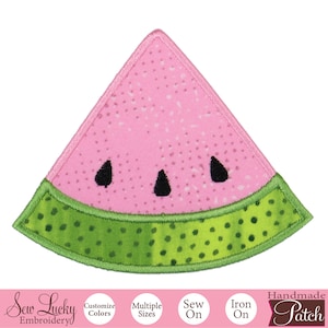 Pink Watermelon Slice Patch - Summer Fruit Patch - Sew on Patch - Iron on Patch - Applique Patch ...