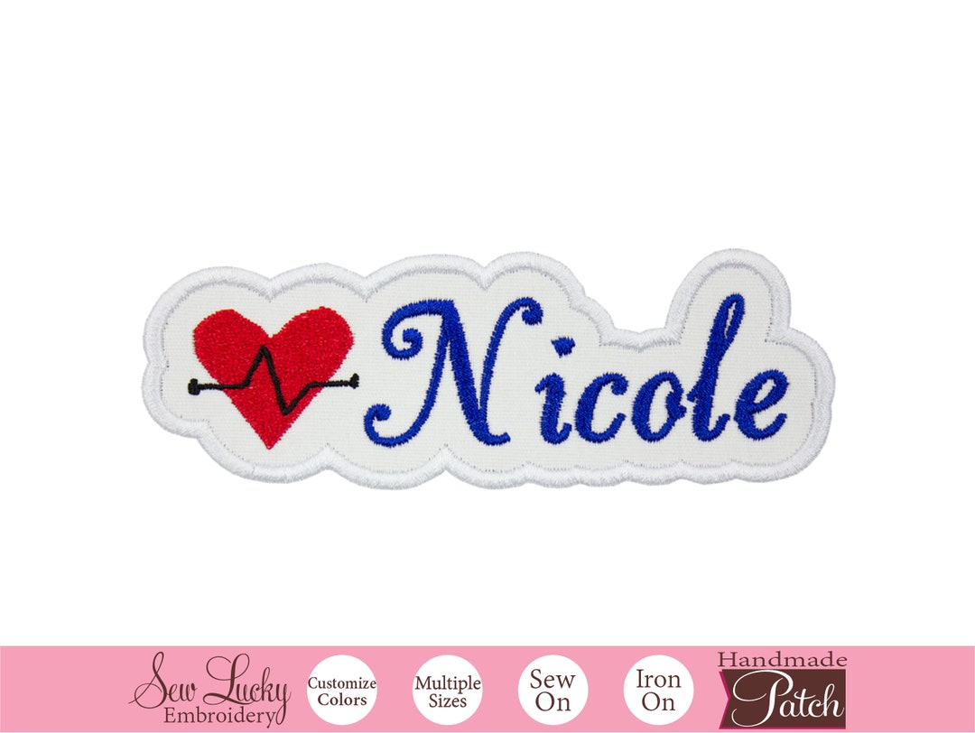Medical Heart Beat Patch - Personalized Patch - Name Patch - Iron on ...
