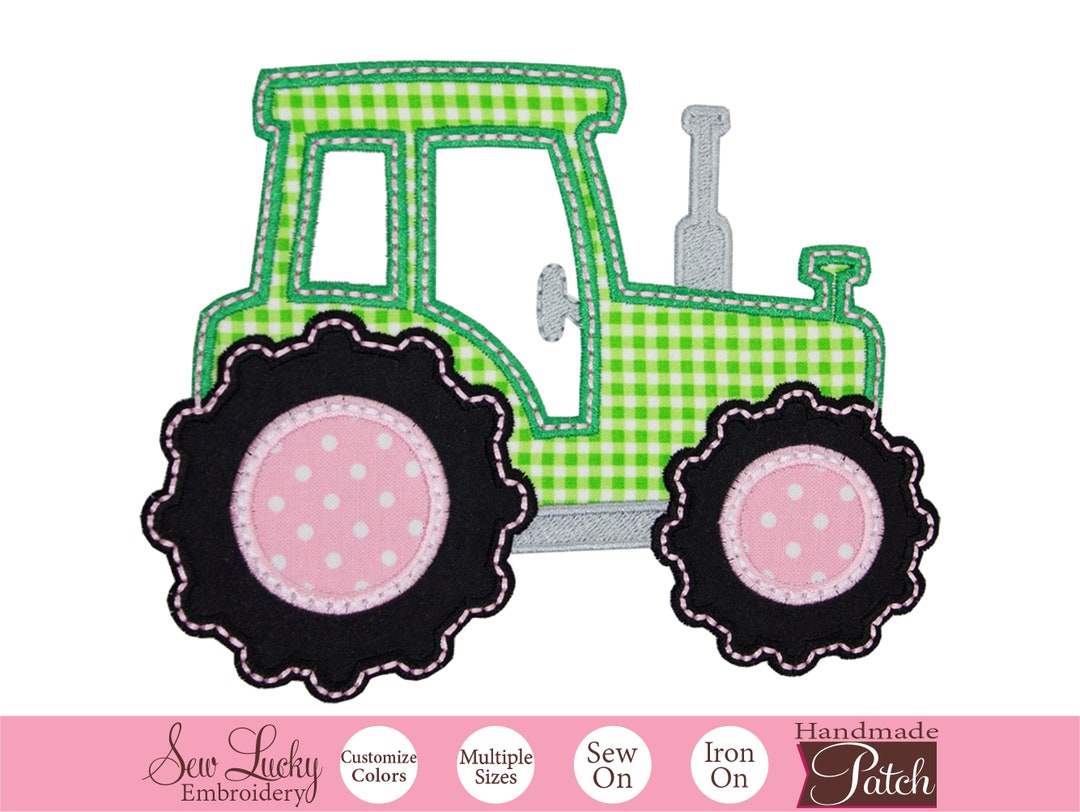 Girly Tractor Patch - Farmer Patch - Garden Patch - Iron on Patch - Sew ...