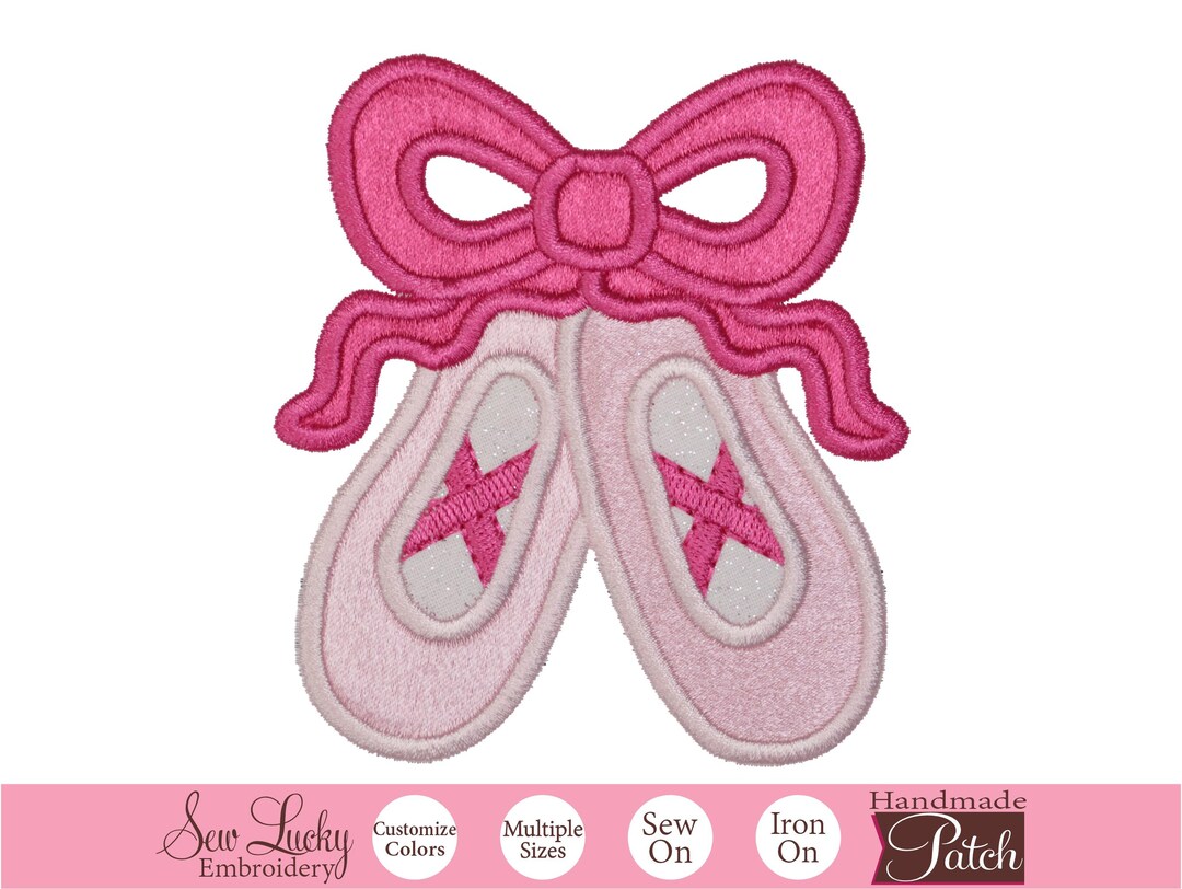 Ballet Slippers Patch With Bow Embroidered Pink Ballerina Patch for ...