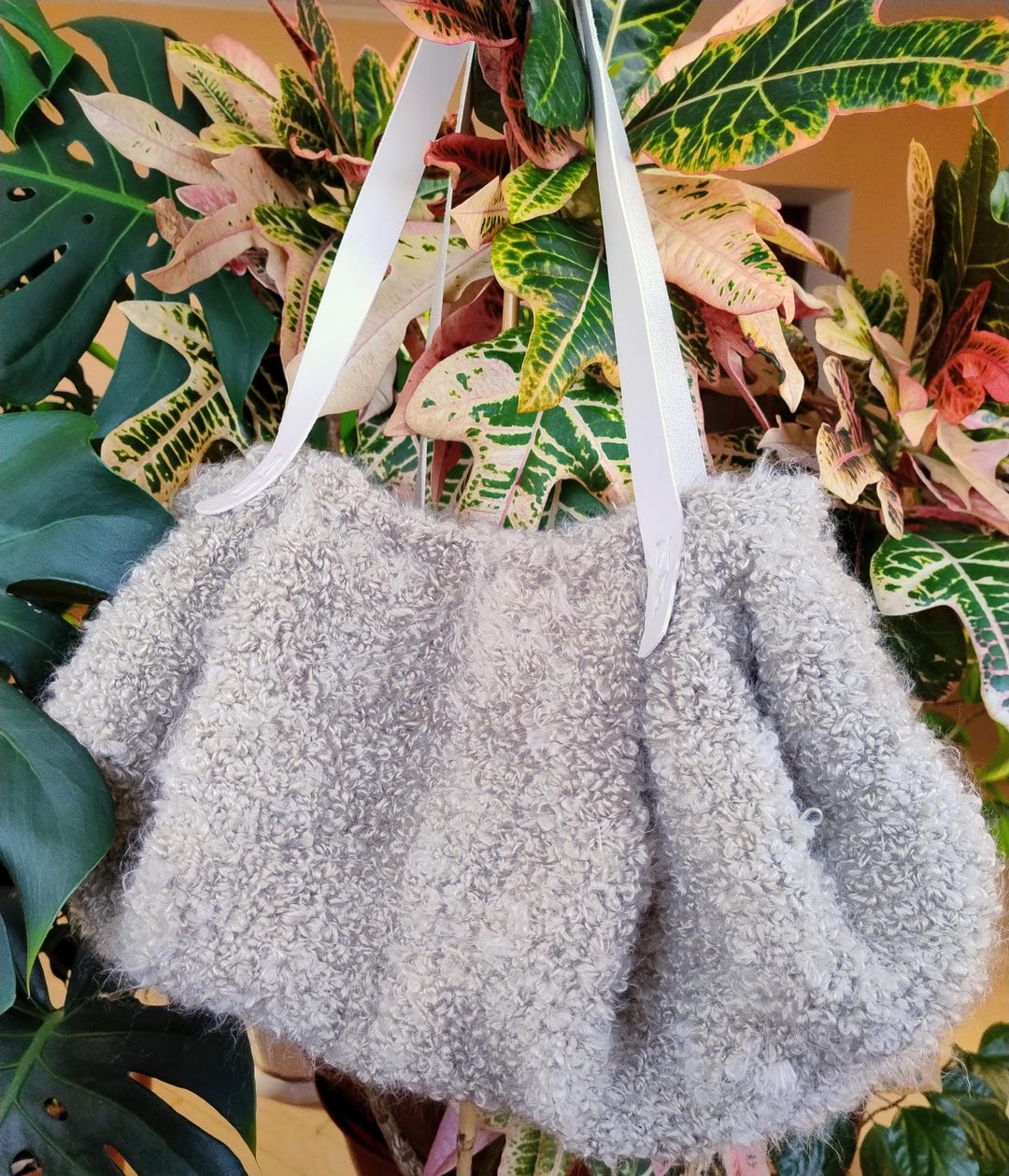 Luxury Boucle Handbag, Soft Teddy Tote Bag, Large Knit Hobo Purse ...