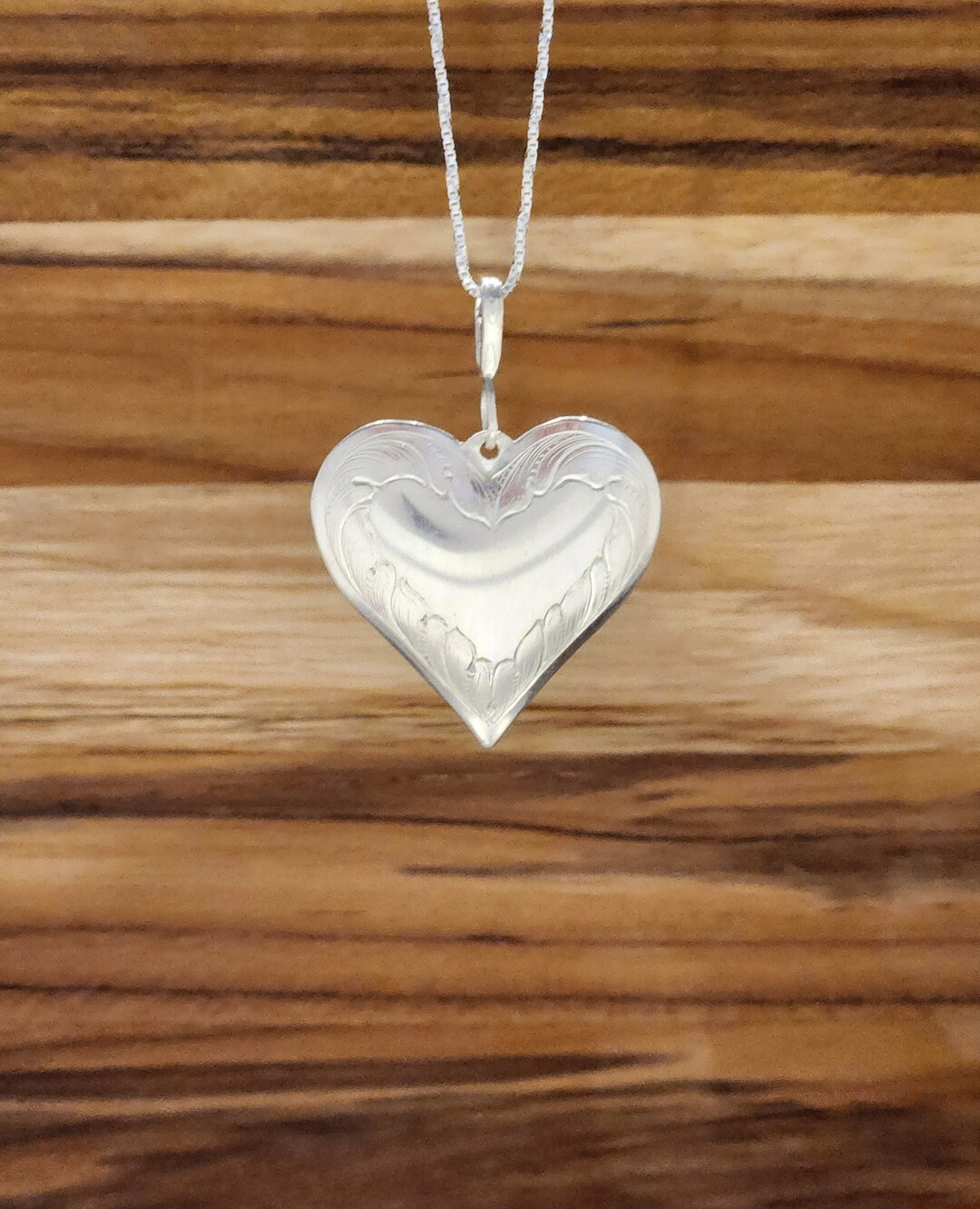 Pendant - Handmade and Engraved Sterling Silver Heart - Etsy