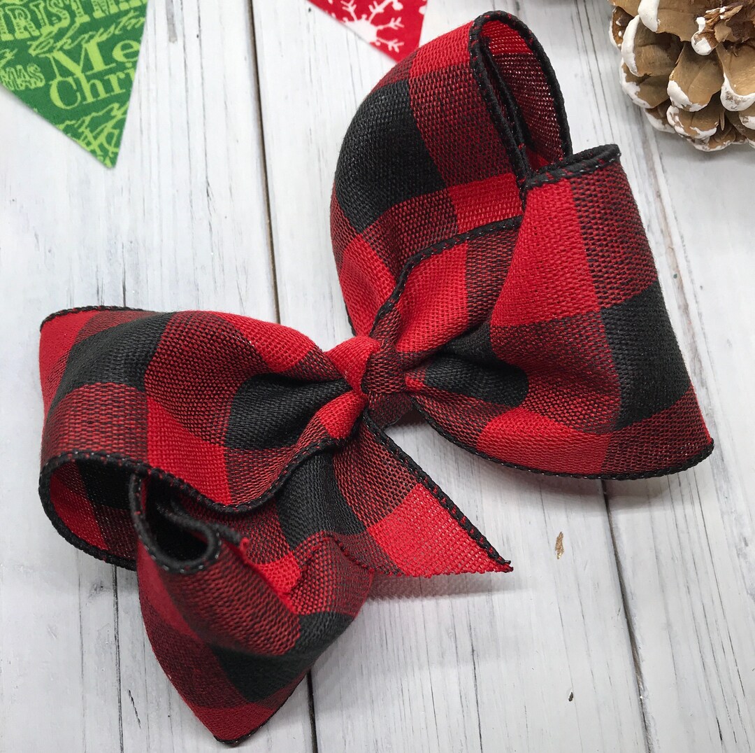 Buffalo Plaid Bow, Buffalo Check Boutique Bow, Big Bow, Christmas Bow ...