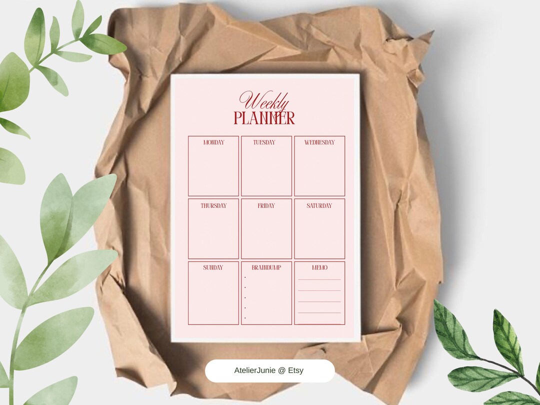 Pink Weekly Planner Printable | ADHD Friendly, Minimalist (PDF Download ...