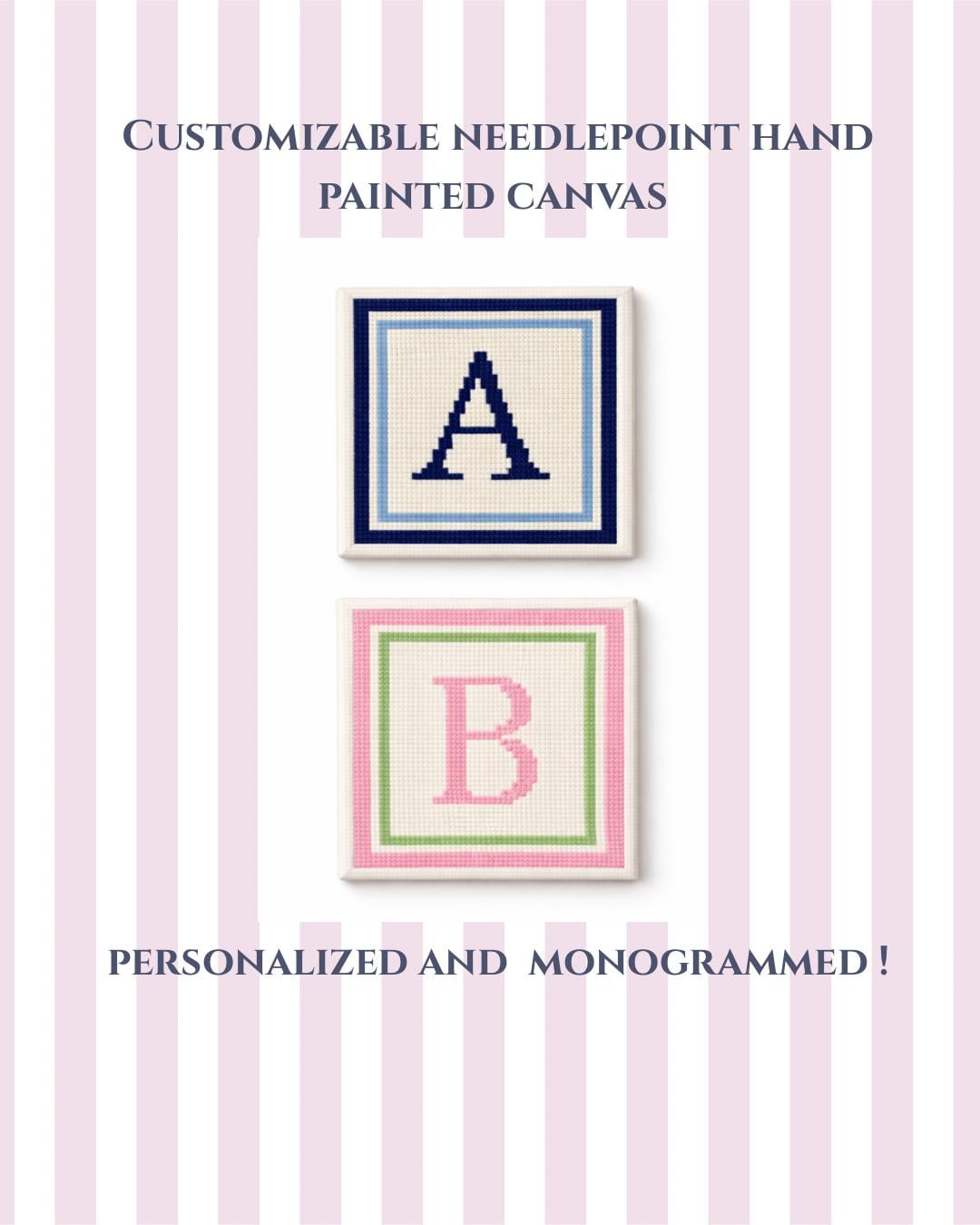 Monogrammed and Personalized Hand-painted Needlepoint Canvas - Etsy