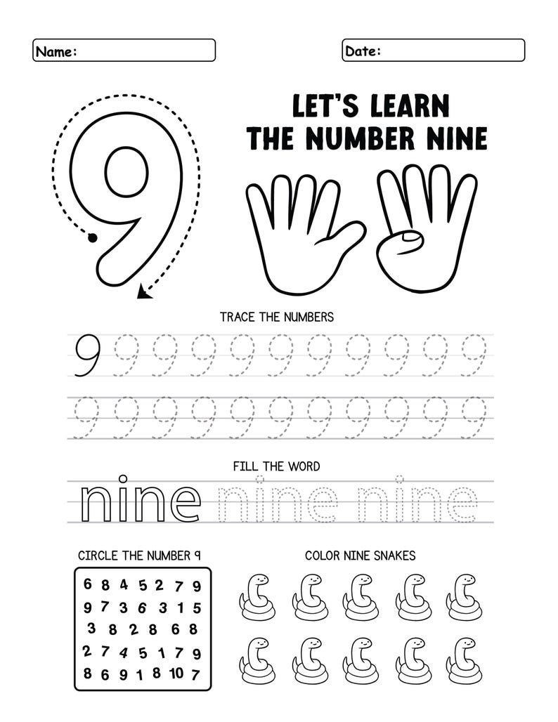 Number Tracing Worksheet 1-10, Preschool Math Activity (digital ...
