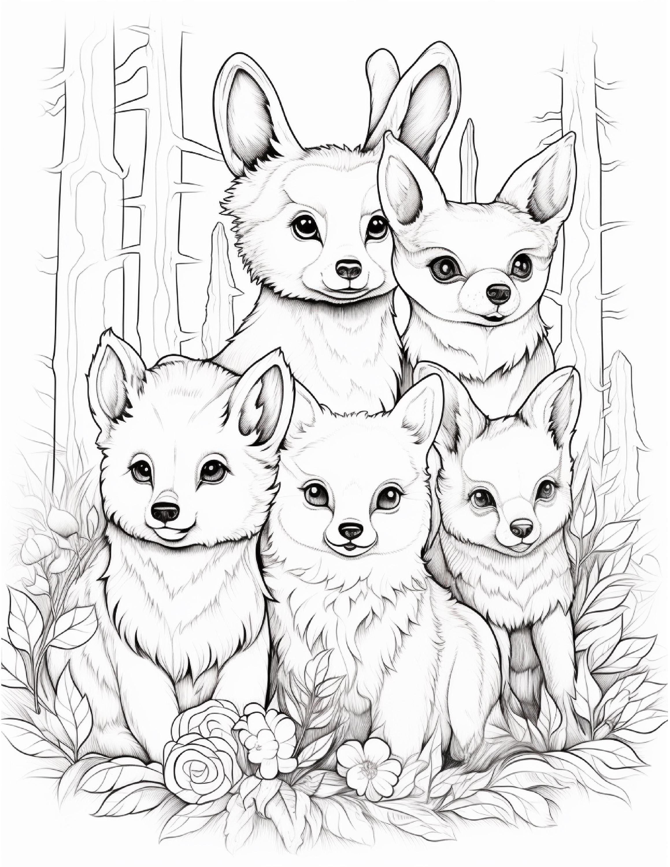 50 Forest Animals Coloring Page, Woodland Creatures (digital Download ...