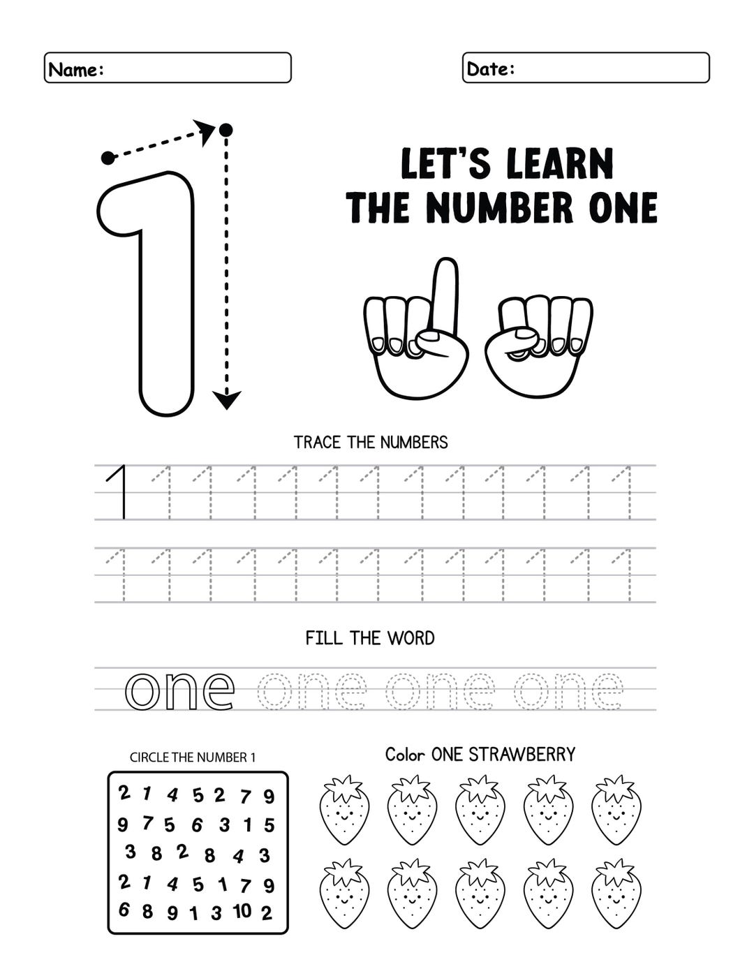 Number Tracing Worksheet 1-10, Preschool Math Activity (digital ...