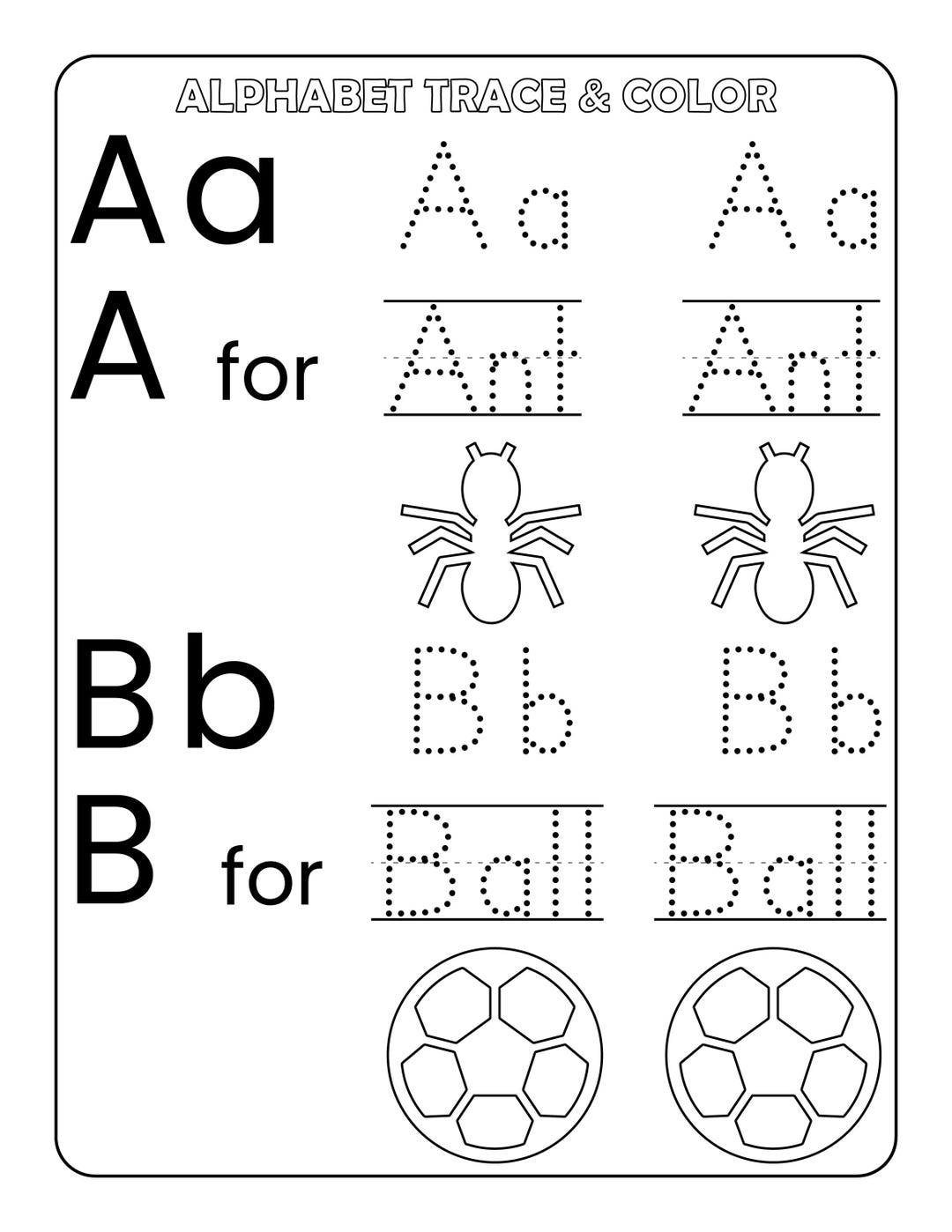 Alphabet Trace and Color Worksheet, ABC Learning Activity (digital ...