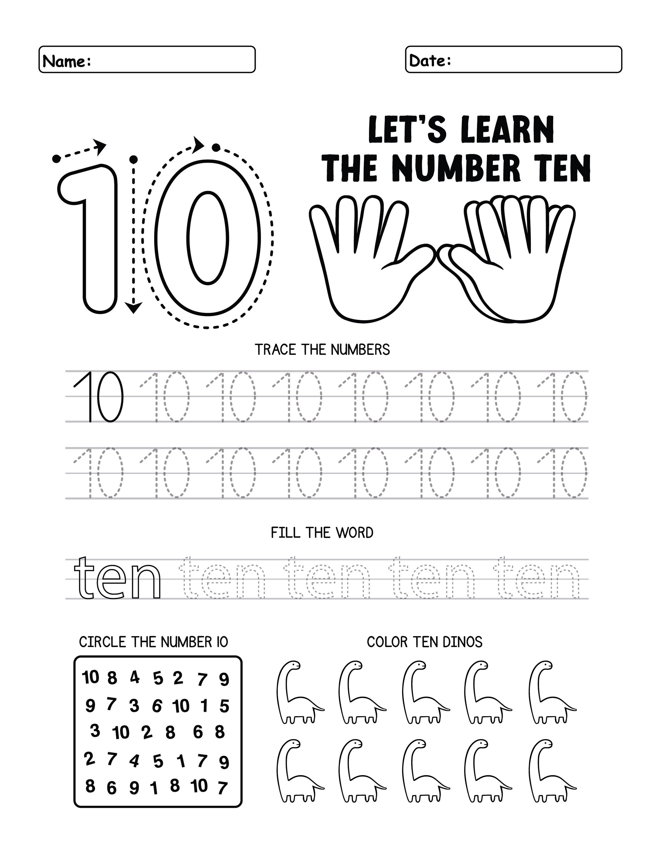Number Tracing Worksheet 1-10, Preschool Math Activity (digital ...
