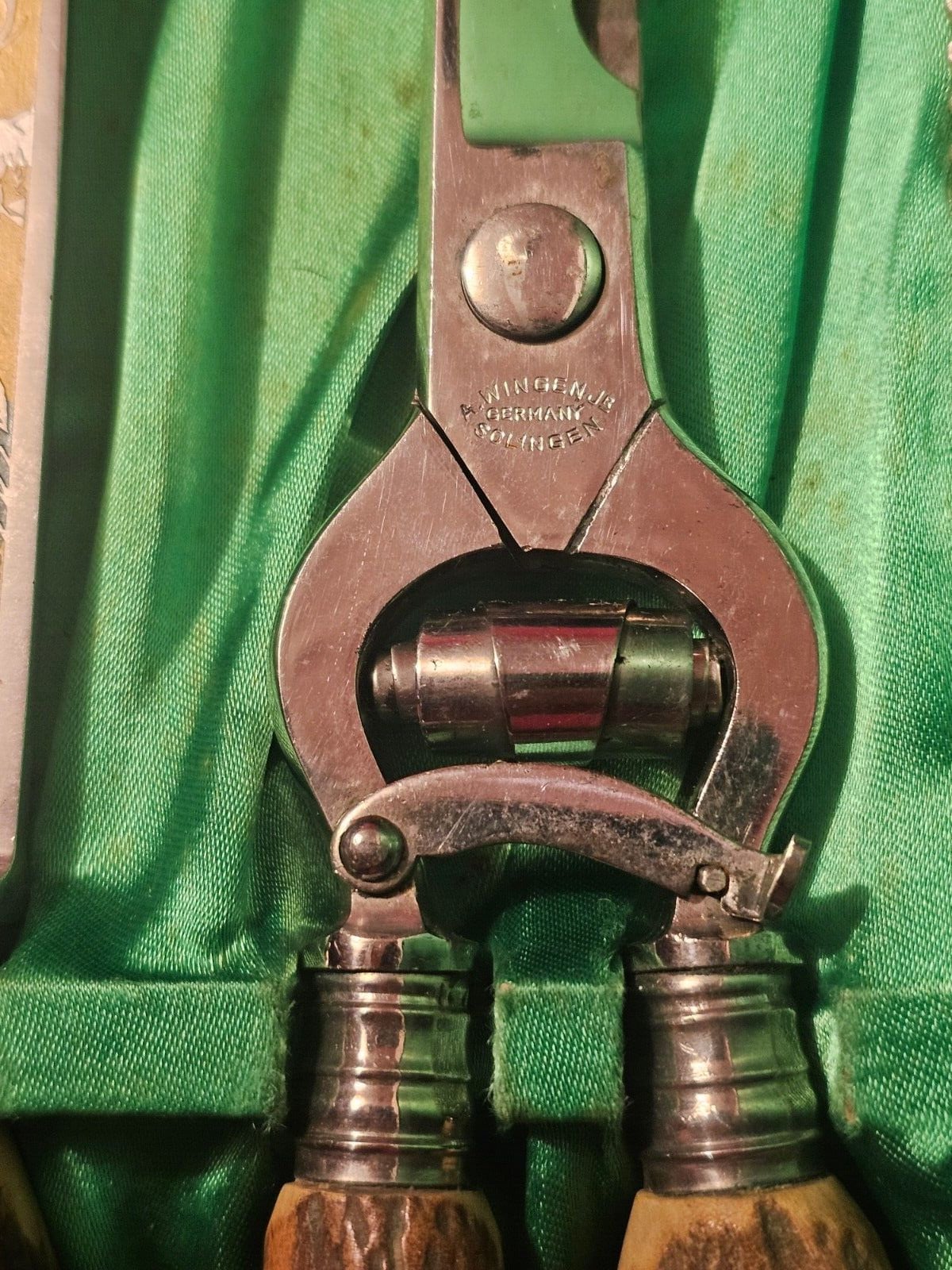 Antique Solingen Germany Rostfrei Stag Handle Carving Knife Cased 4-pc ...