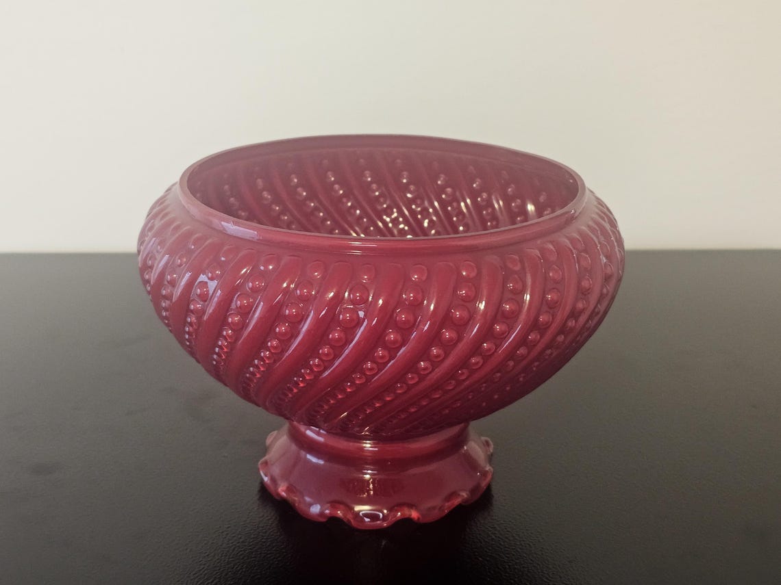 Red Swirl Hobnail Hurricane Glass Lamp Shade 7" Fitter Gone With the ...