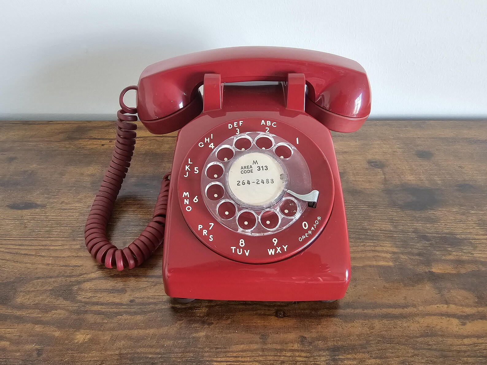 Vintage 500 Bell Systems Western Electric Red Rotary Desk Telephone ...