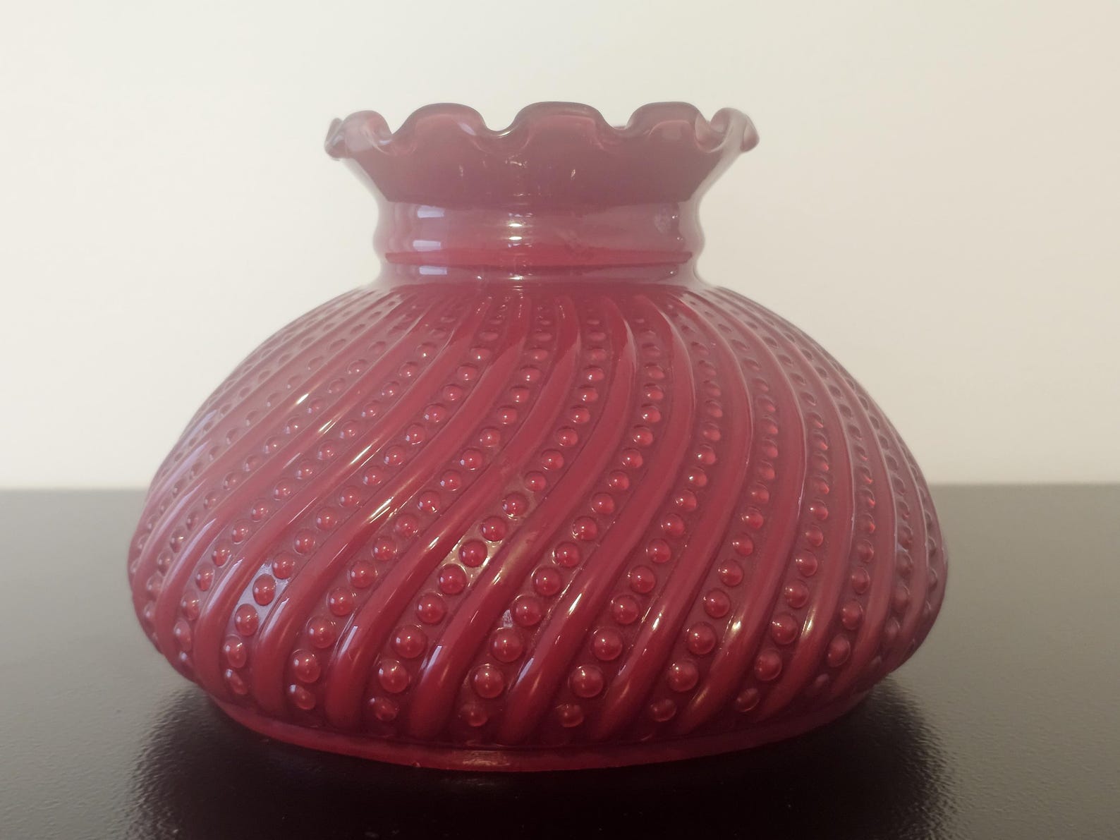 Red Swirl Hobnail Hurricane Glass Lamp Shade 7" Fitter Gone With the ...