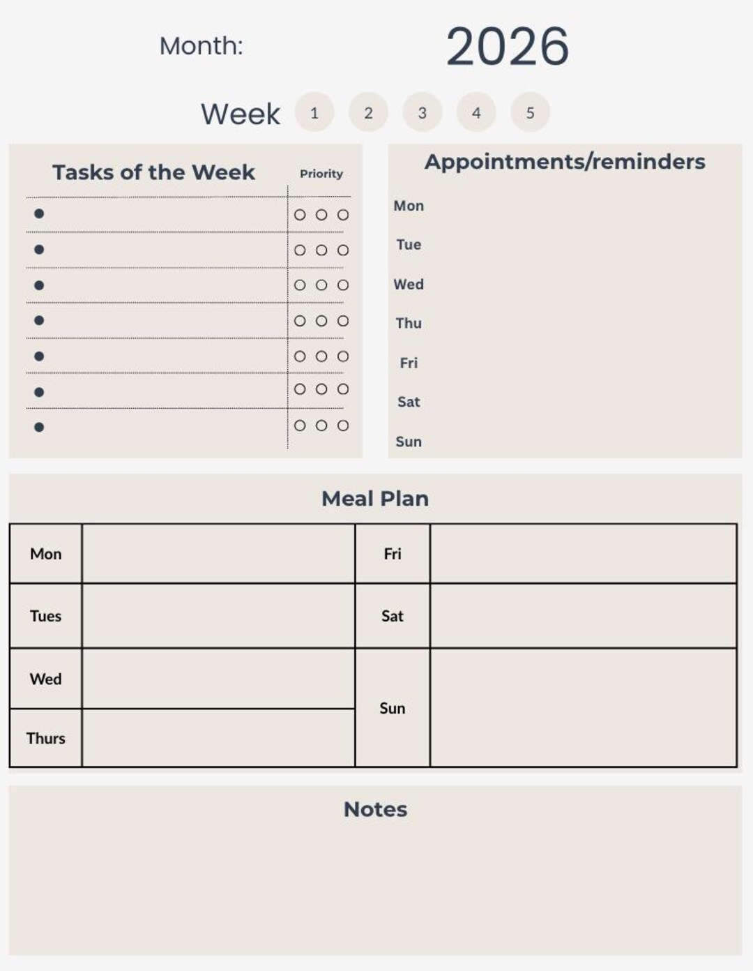 Minimal Parent Life Planner Printable | Neutral Family Planner for ...