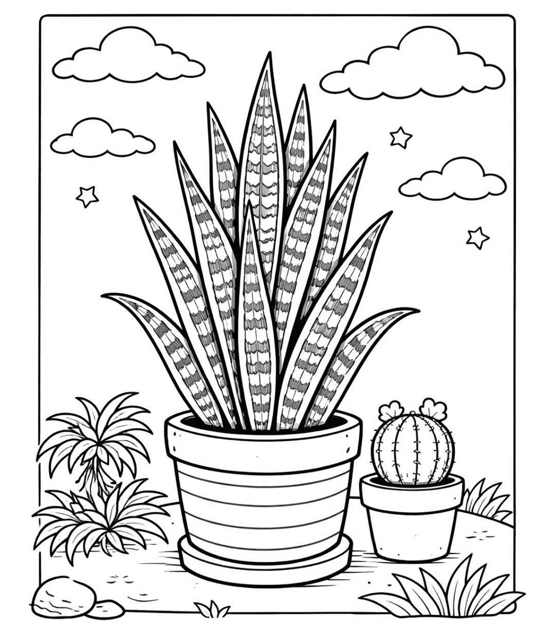 Snake Plant Printable Coloring Page - Etsy