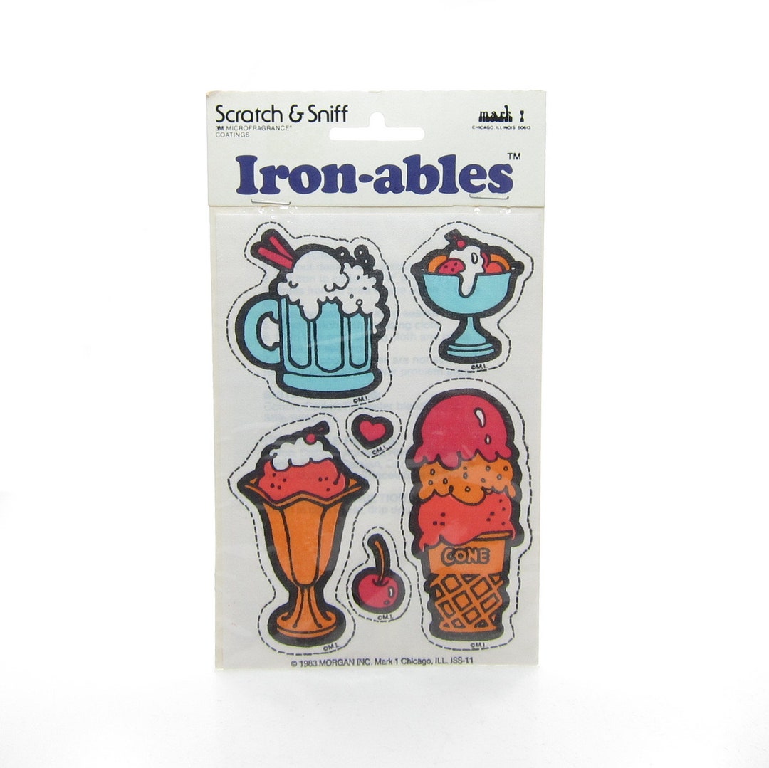 Iron-ables Scratch & Sniff Ice Cream Cone and Sundae Vintage 1983 Iron ...