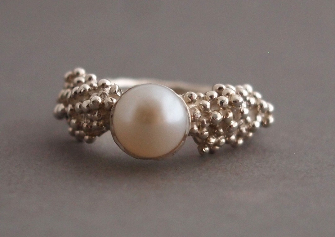 Bubble Sterling Silver Ring: Freshwater Pearl Promise Ring - Etsy