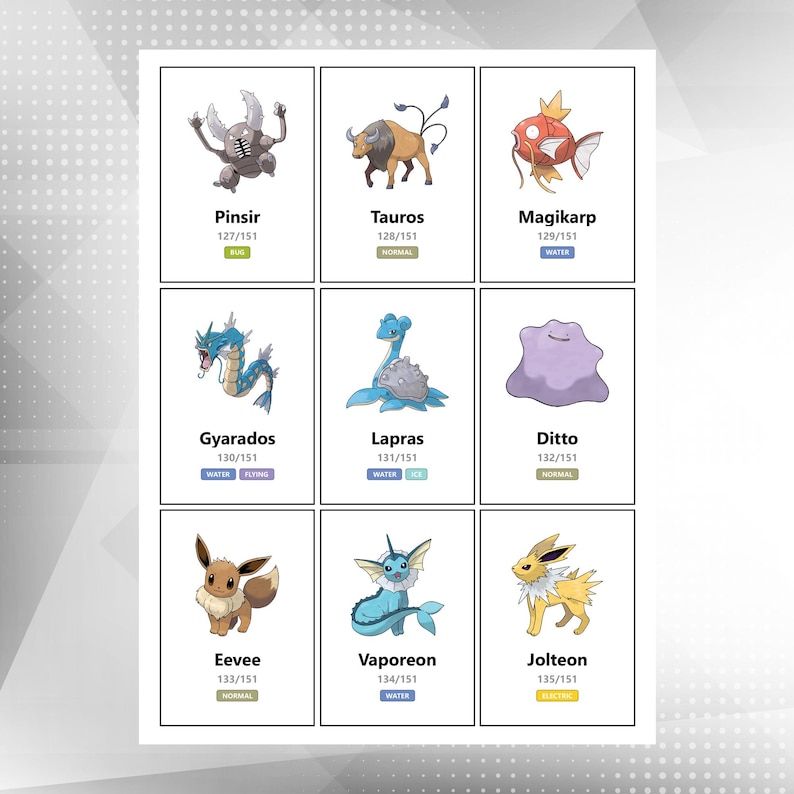 Printable Pokémon Placeholder Pages - Generation 1 Kanto 151 Pokemon ...