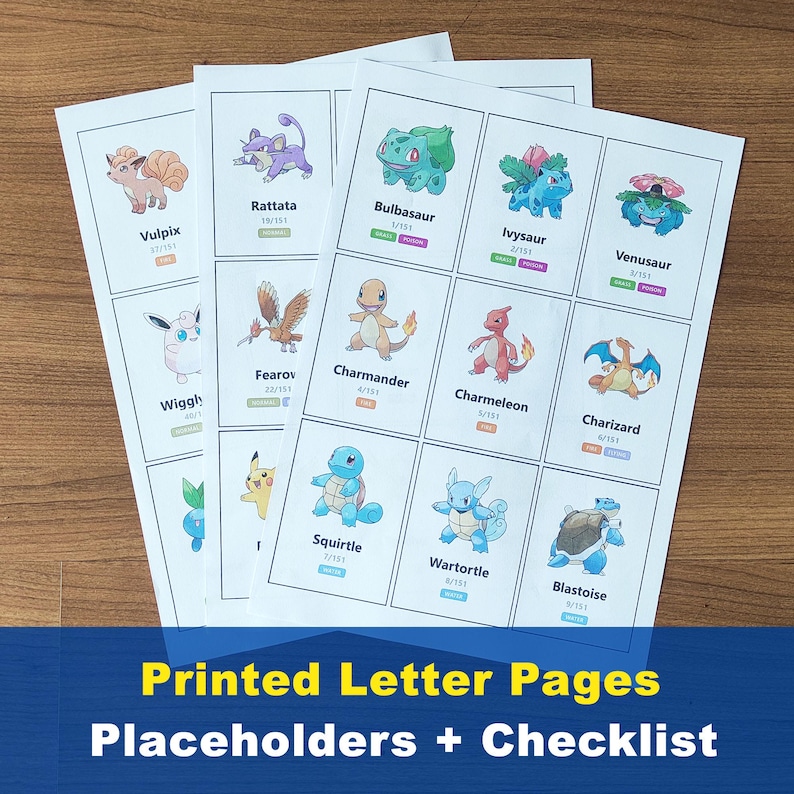 Pokemon Binder Placeholders, Complete Pokedex 1-1025 + Checklist, Pre ...