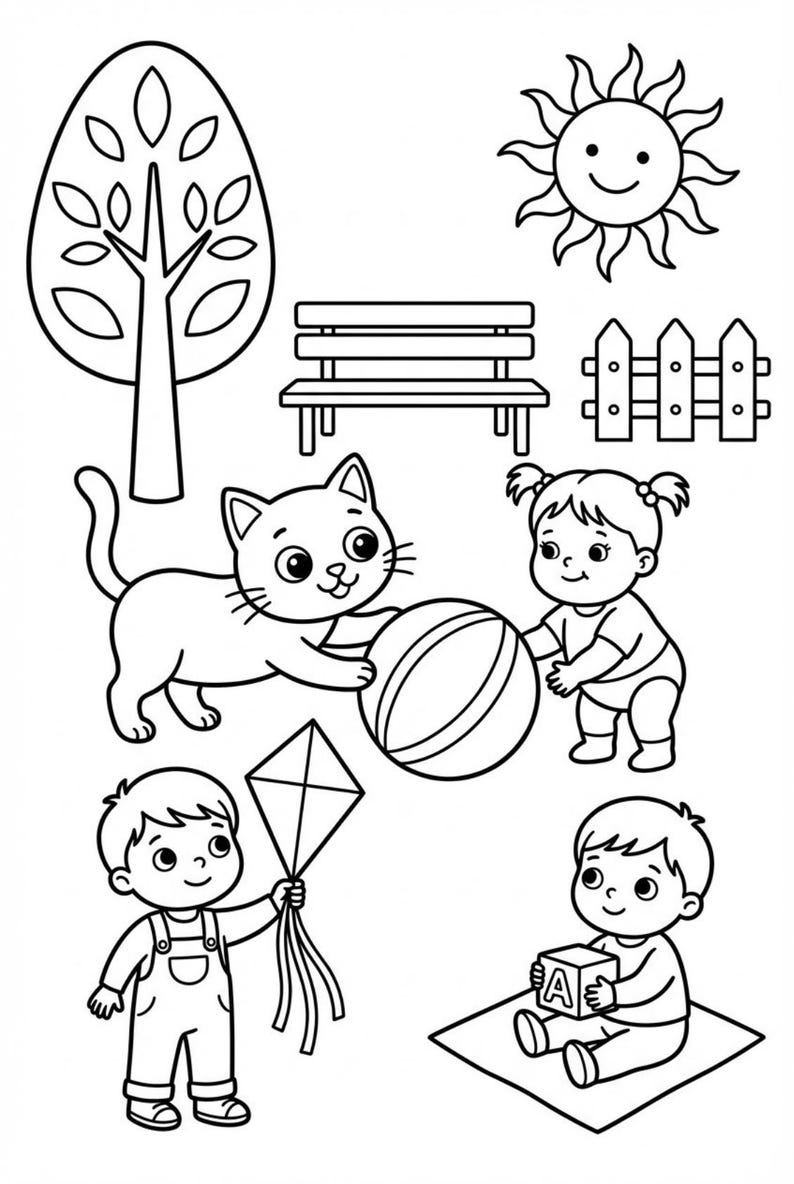Easy Cat Coloring Pages for Kids Ages 3–6 – 10 Printable PDF Pages ...
