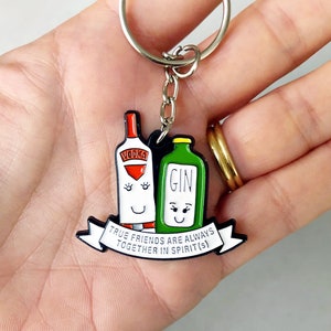 Friendship Keyring, Gin Keyring, Best Friend Gift, Gift for Friend, Gin ...