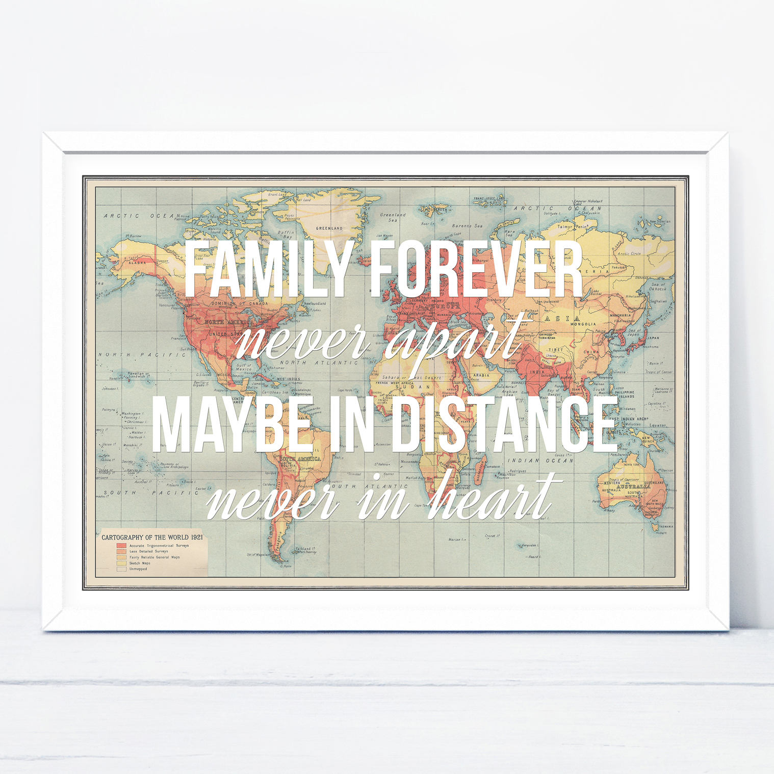 Long Distance Family Print Family Quote World Map Print Map | Etsy