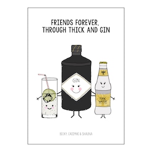 Personalised Gin Friendship Print Best Friend Gift Gin - Etsy UK