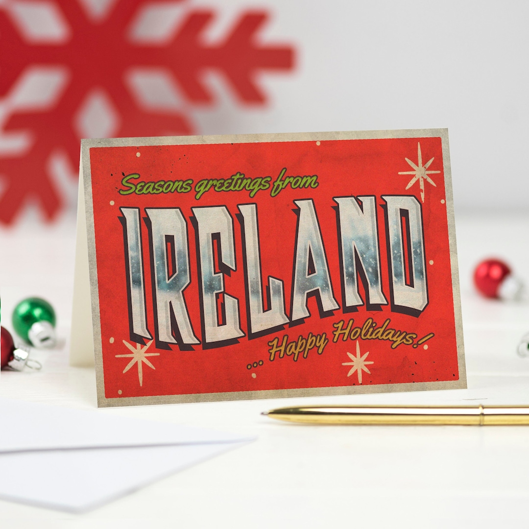 Seasons Greetings From Ireland Christmas Card Retro Holiday - Etsy