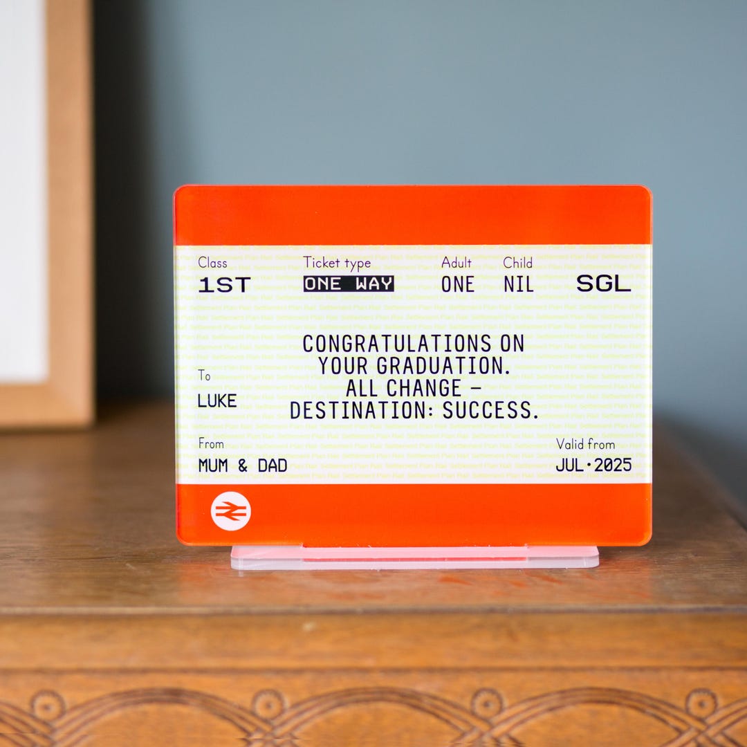 Personalised Graduation Acrylic Plaque, Personalised Train Ticket ...