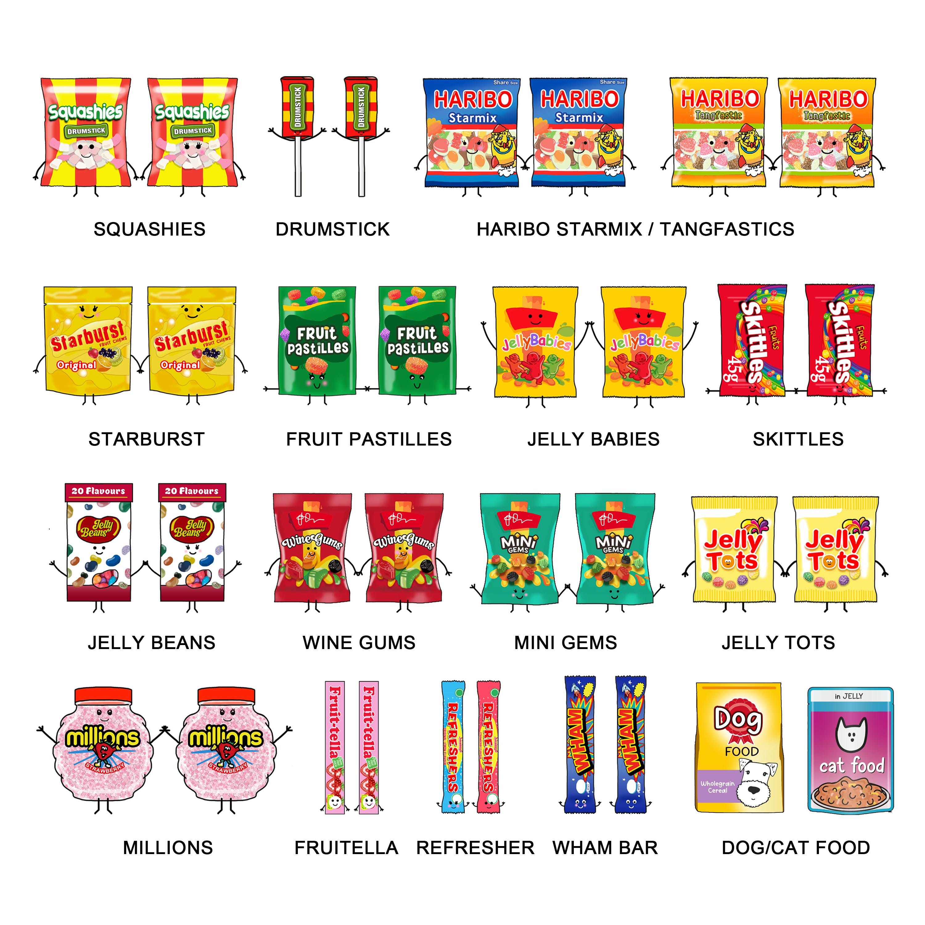 Personalised Family Print, Sweets and Chocolates, Illustrated Family ...