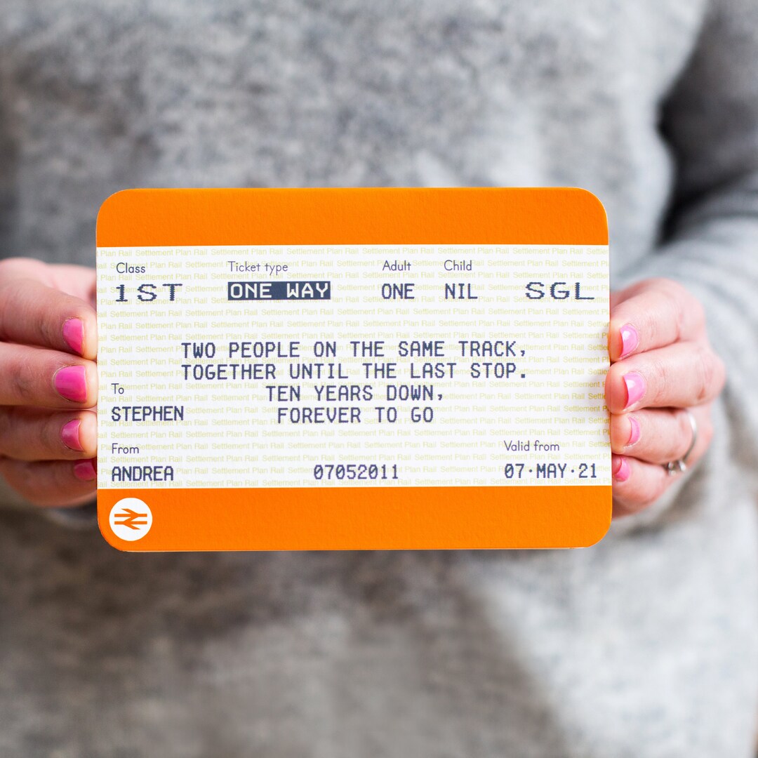 Personalised Train Ticket Anniversary Card Custom Anniversary - Etsy
