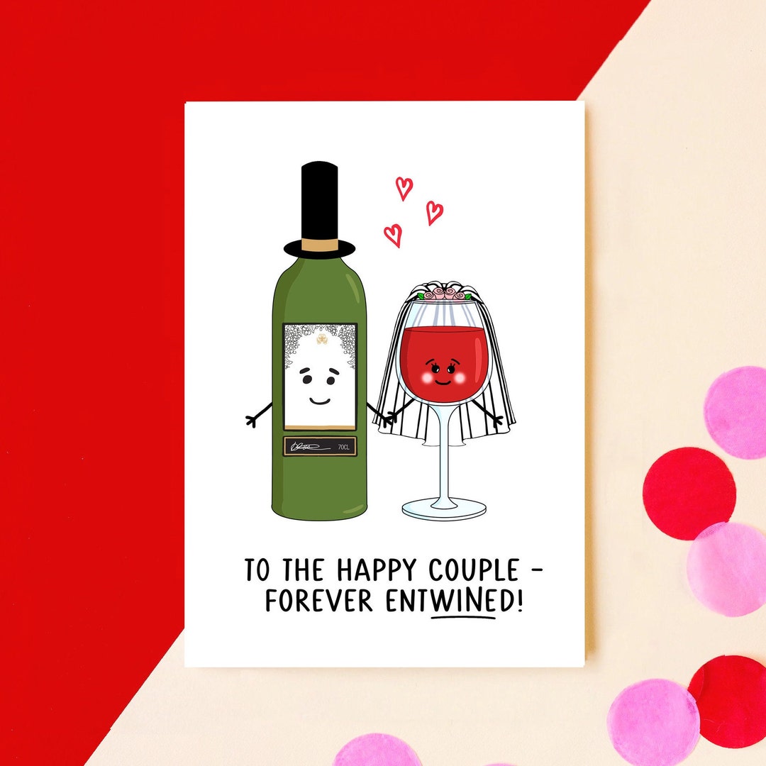 Funny Wine Wedding Card, Card for Bride & Groom, Funny Wedding Day Card ...
