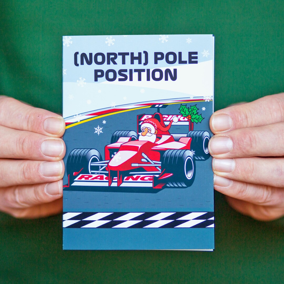 Funny Motor Racing Christmas Card, Funny Holiday Card Set, Formula 1 ...