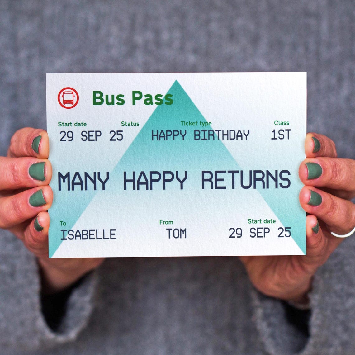 Personalised Bus Ticket Birthday Card, Custom Birthday Card ...