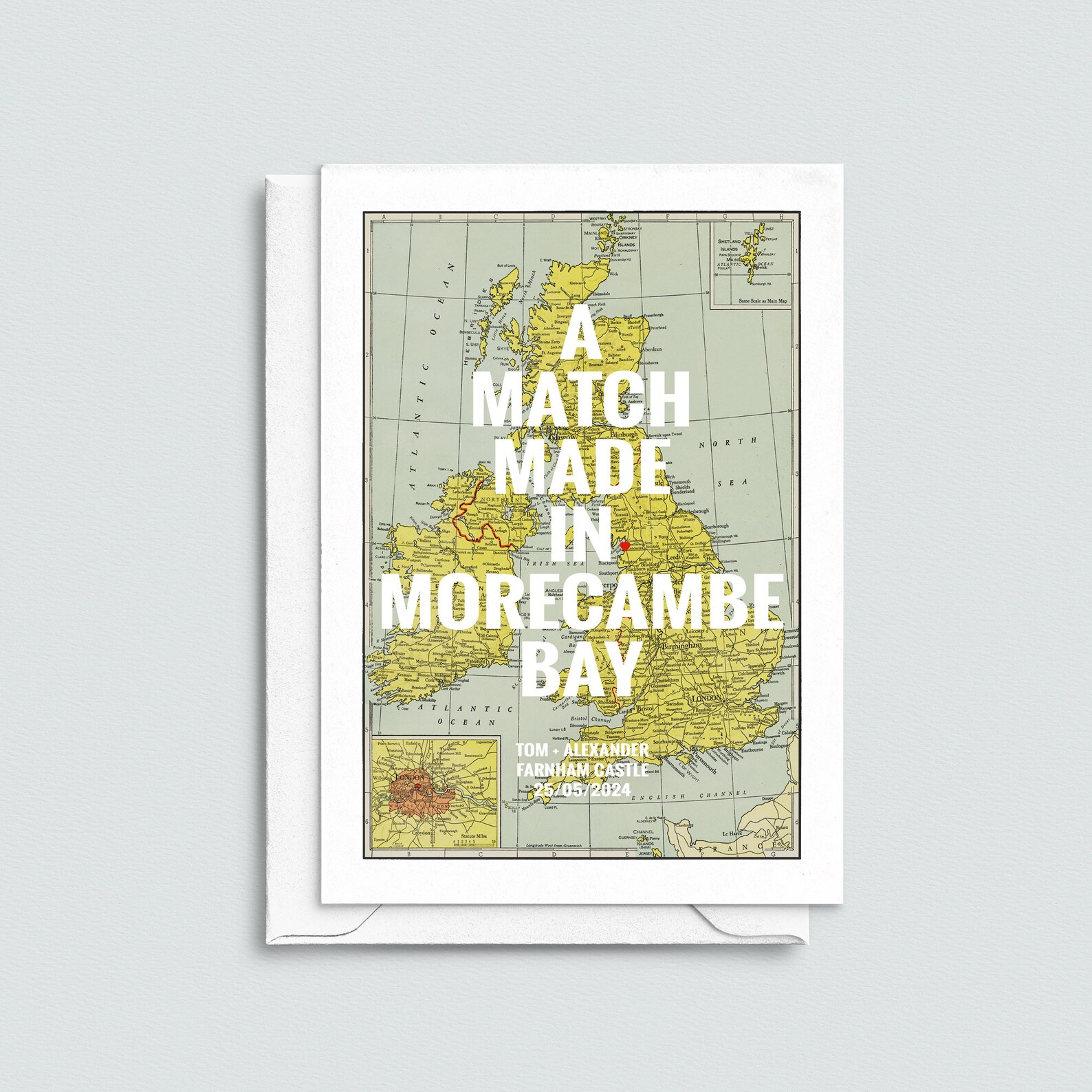 Personalised UK Map Wedding Card, Custom Wedding Card, Bespoke Wedding ...