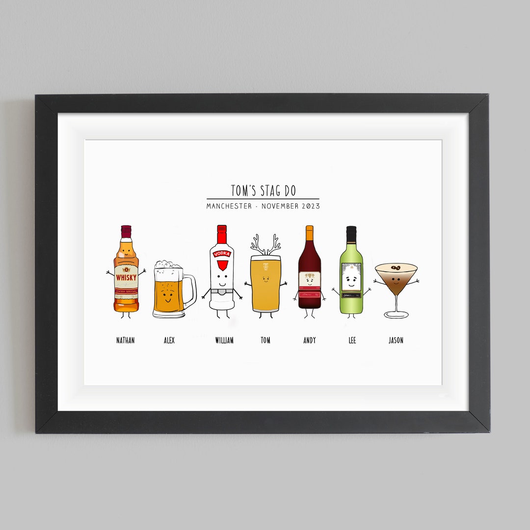 Personalised Stag Do Print, Stag Party Gift, Bachelor Gift, Grooms ...