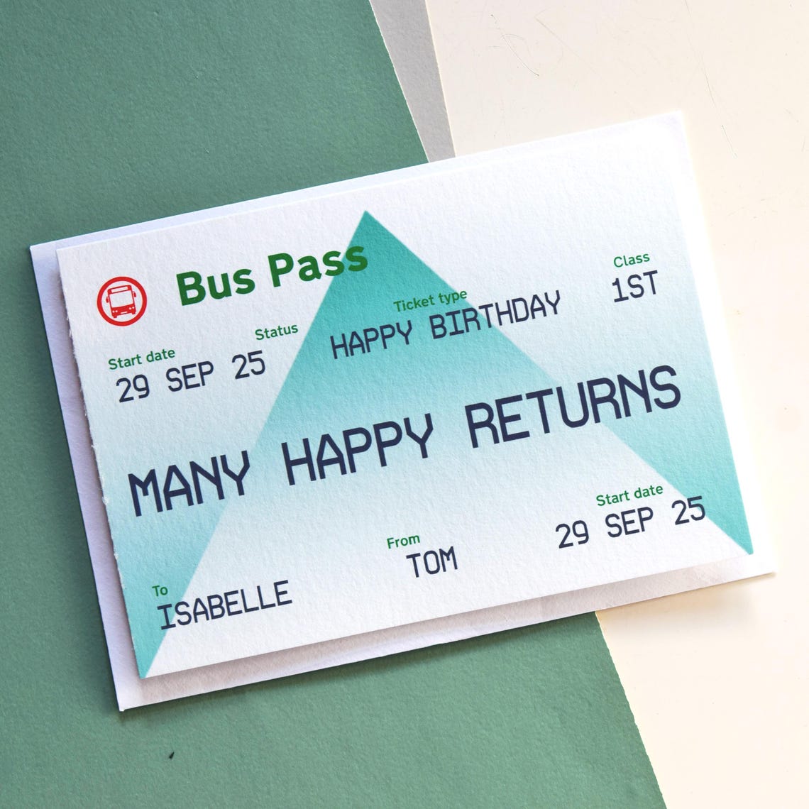 Personalised Bus Ticket Birthday Card, Custom Birthday Card ...
