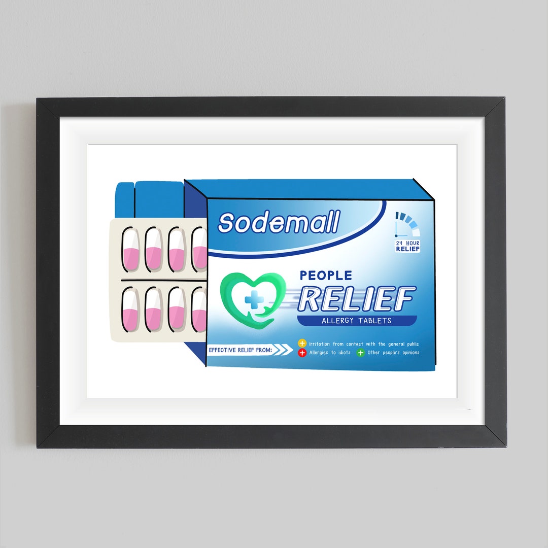Funny Pill Packet Poster, I Hate People, It's Too Peopley, Allergic to ...