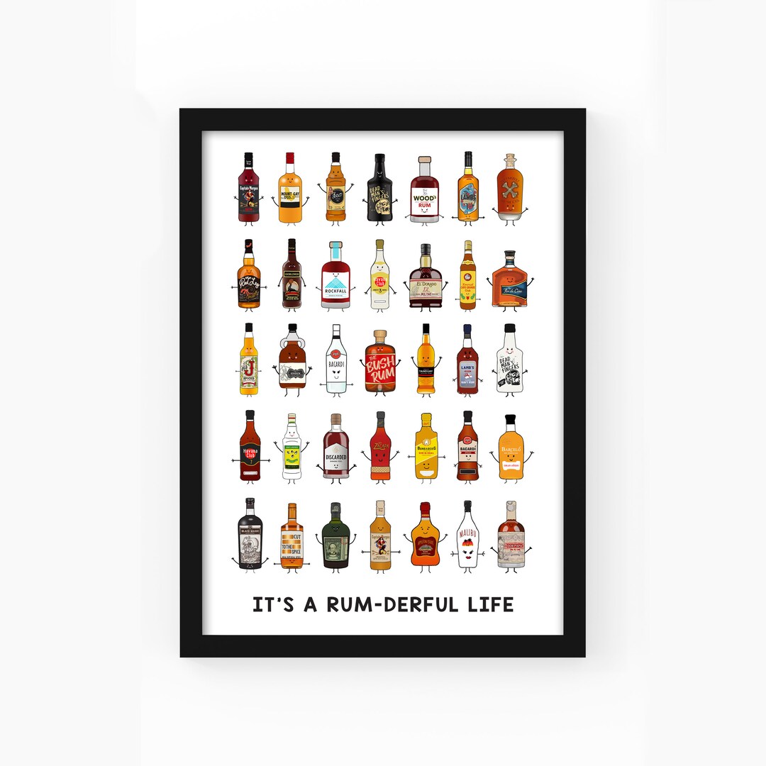 Illustrated Rum Poster, Rum Print, Rum Wall Art, Rum Gift, Rum Poster ...