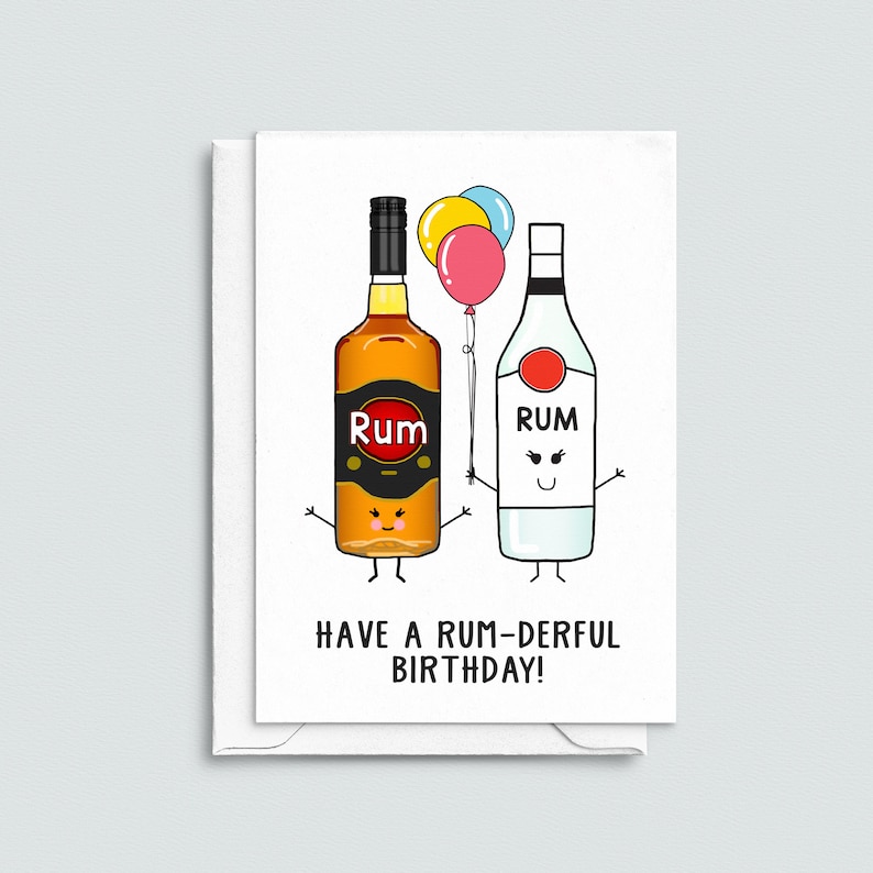 Funny Rum Birthday Card - Birthday Card - Card for Friend - Birthday ...