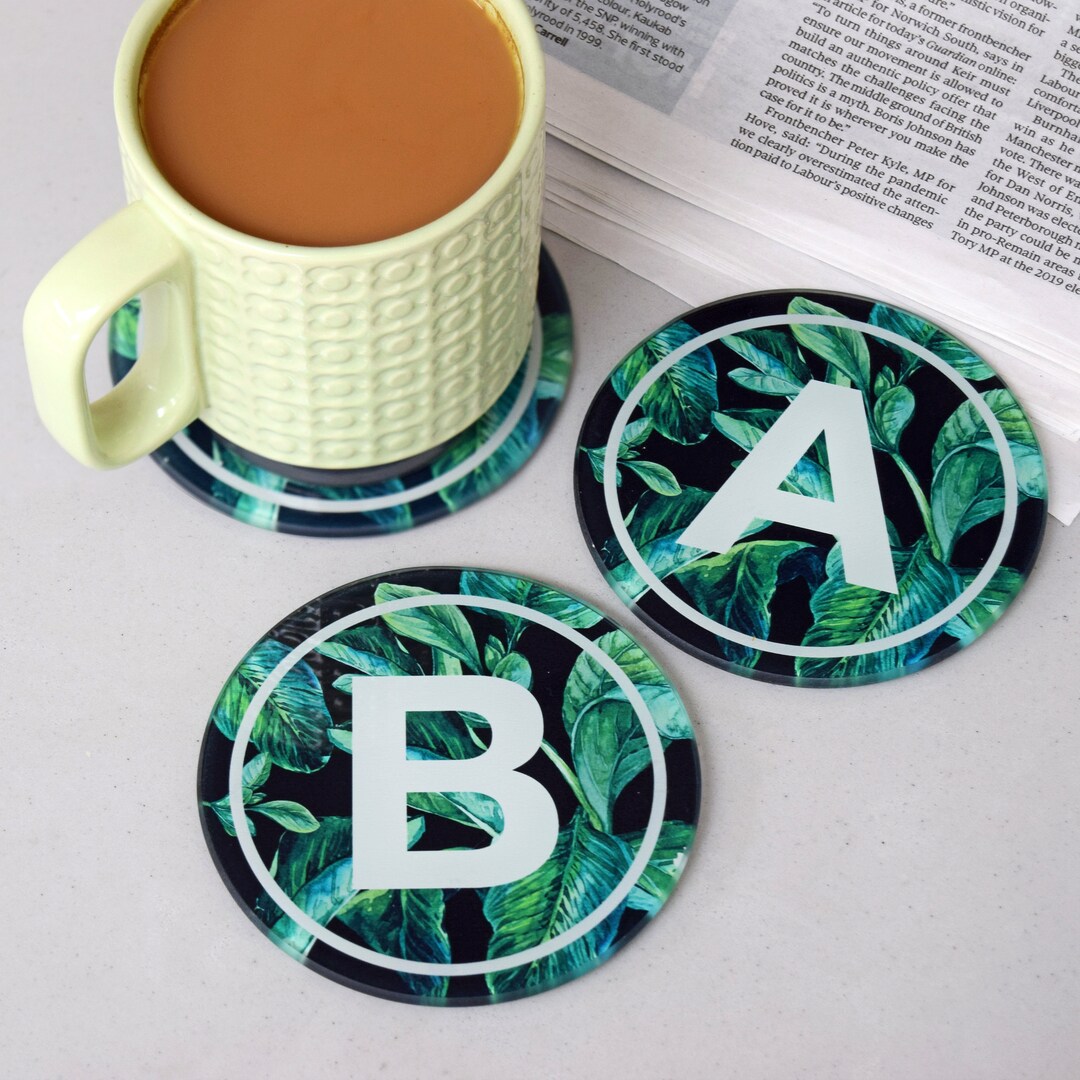 Personalised Monogram Coaster, Initial Coaster, Glass Coaster ...