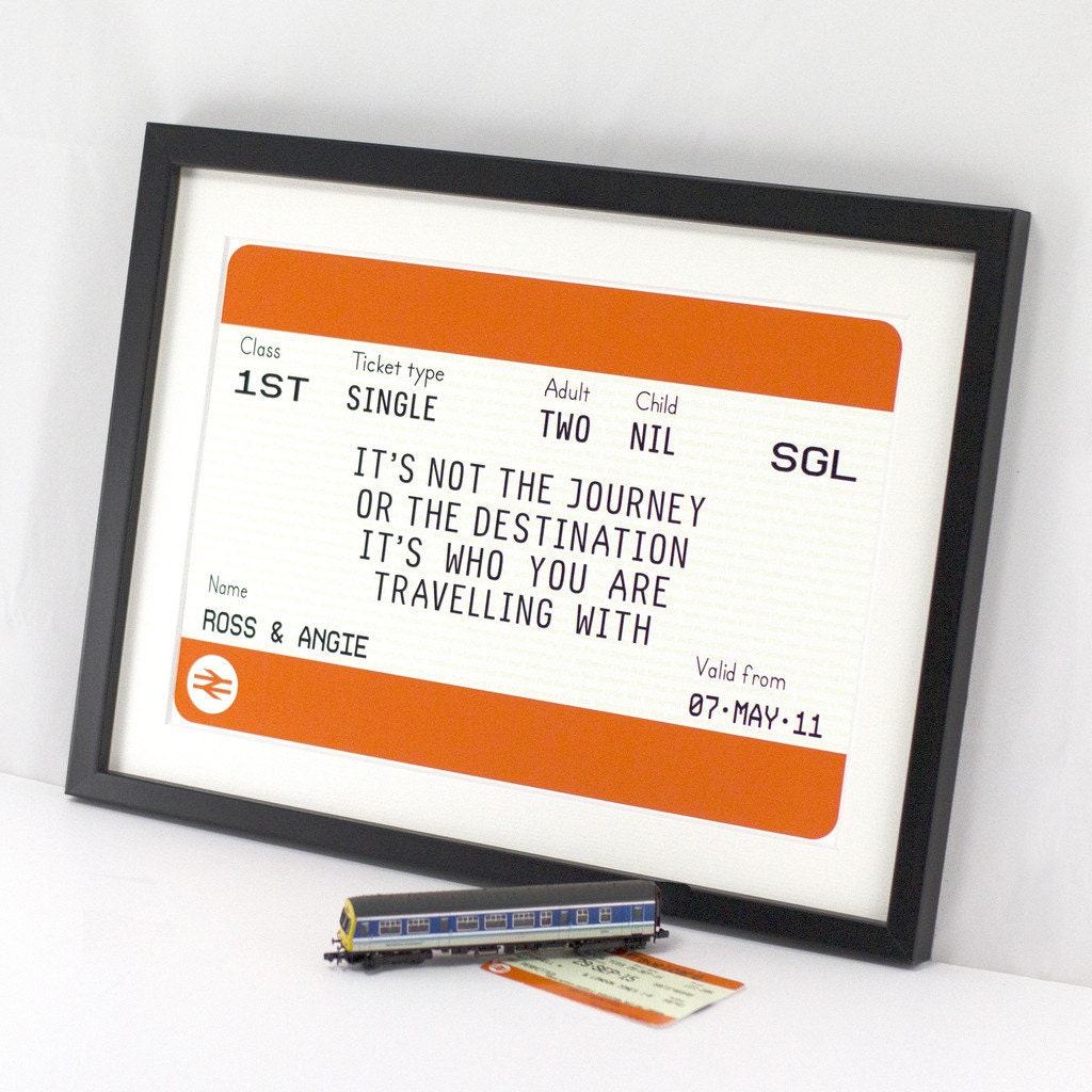 Personalised Train Ticket Print, Personalised Wedding Gift, Anniversary ...