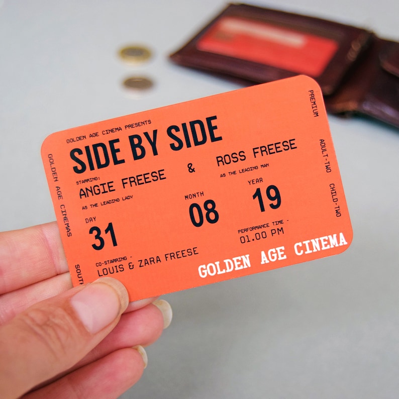 Personalised Cinema Ticket Wallet Insert, Personalised Metal Wallet ...