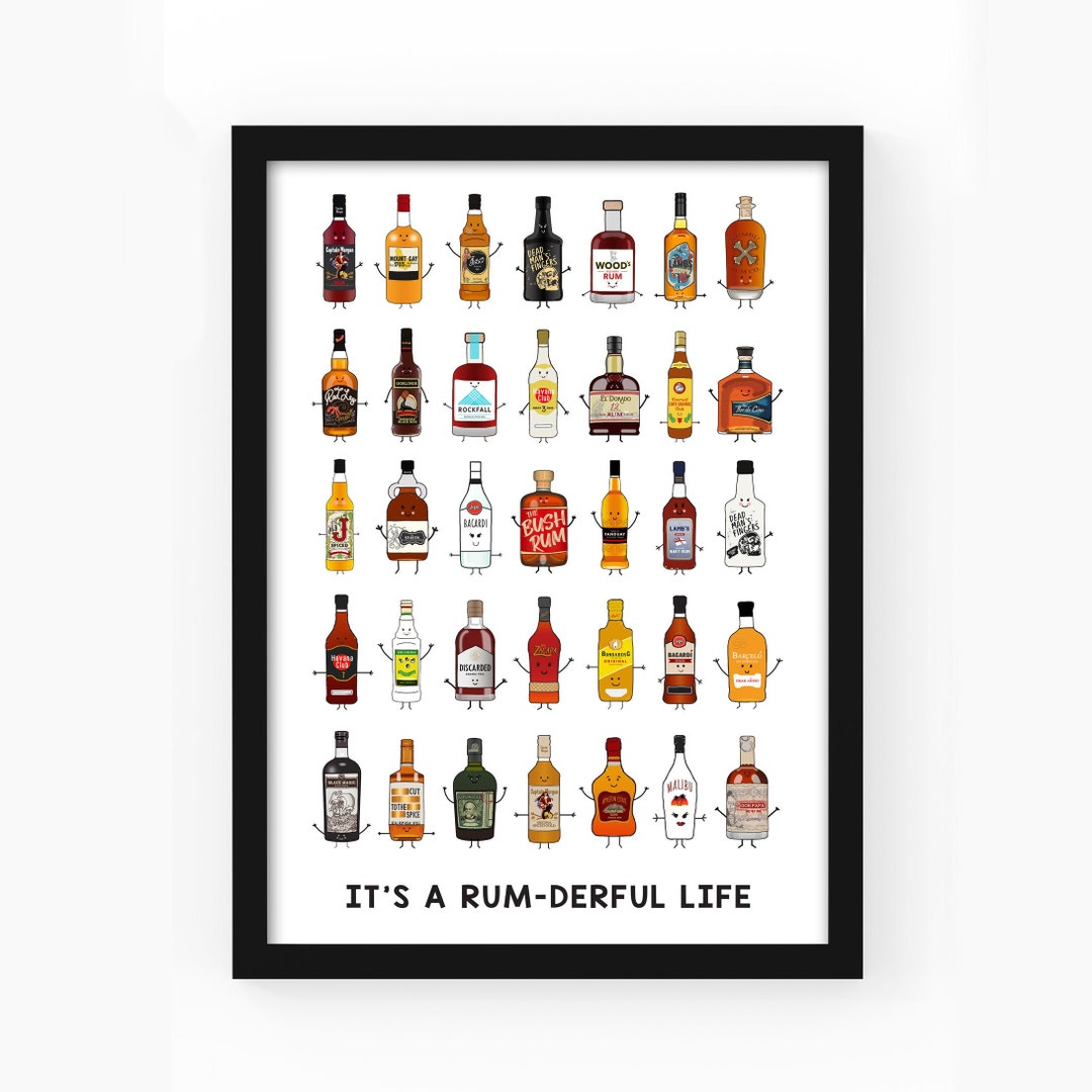 Illustrated Rum Poster, Rum Print, Rum Wall Art, Rum Gift, Rum Poster ...