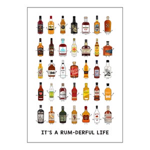 Illustrated Rum Poster, Rum Print, Rum Wall Art, Rum Gift, Rum Poster ...