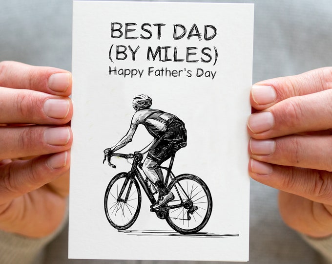 Cyclist Fathers Day Card, Wheelie Great Dad Card, Funny Cycling Card ...