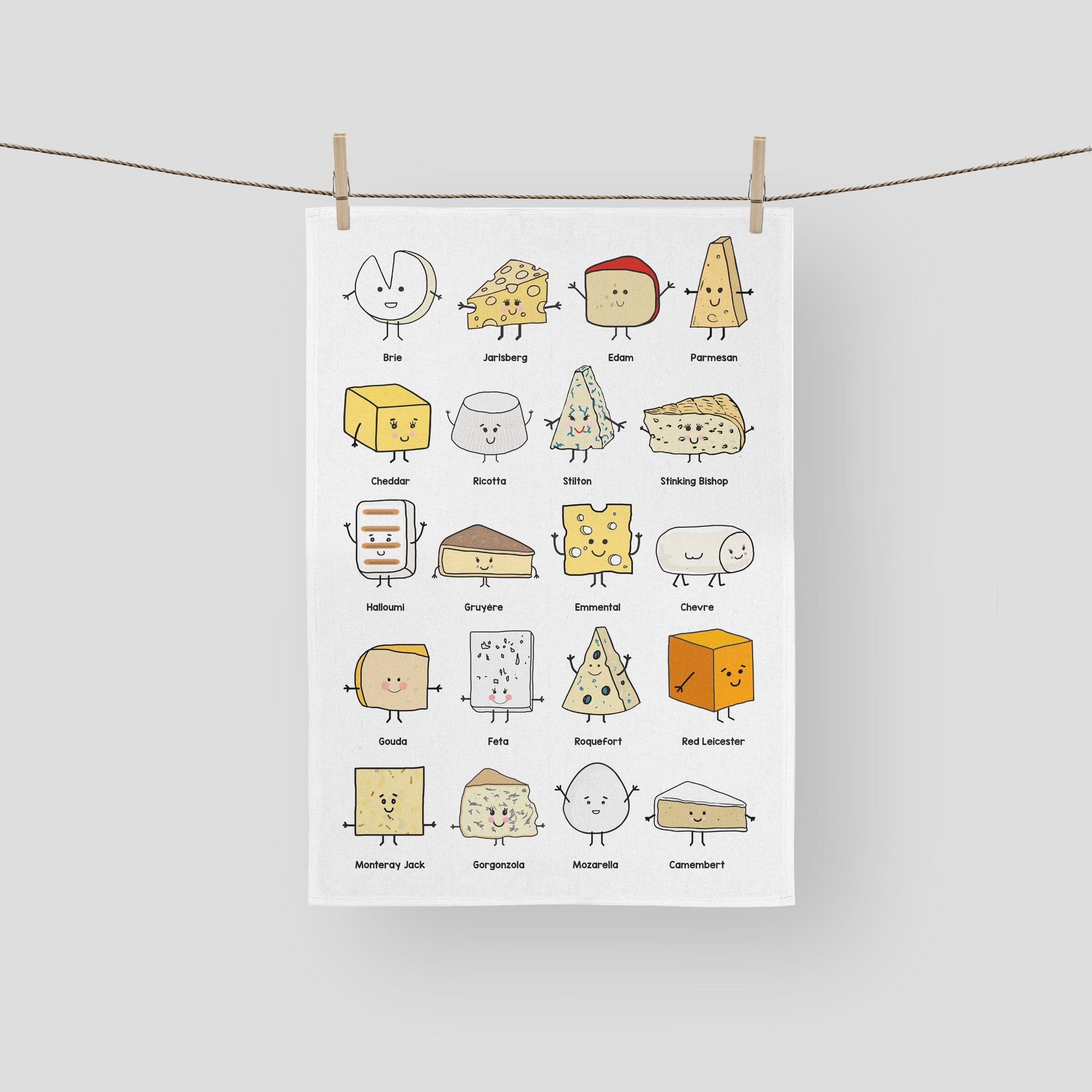 Cheese Tea Towel, Gift for Cheese Lover, Cheese Kitchen Towel ...